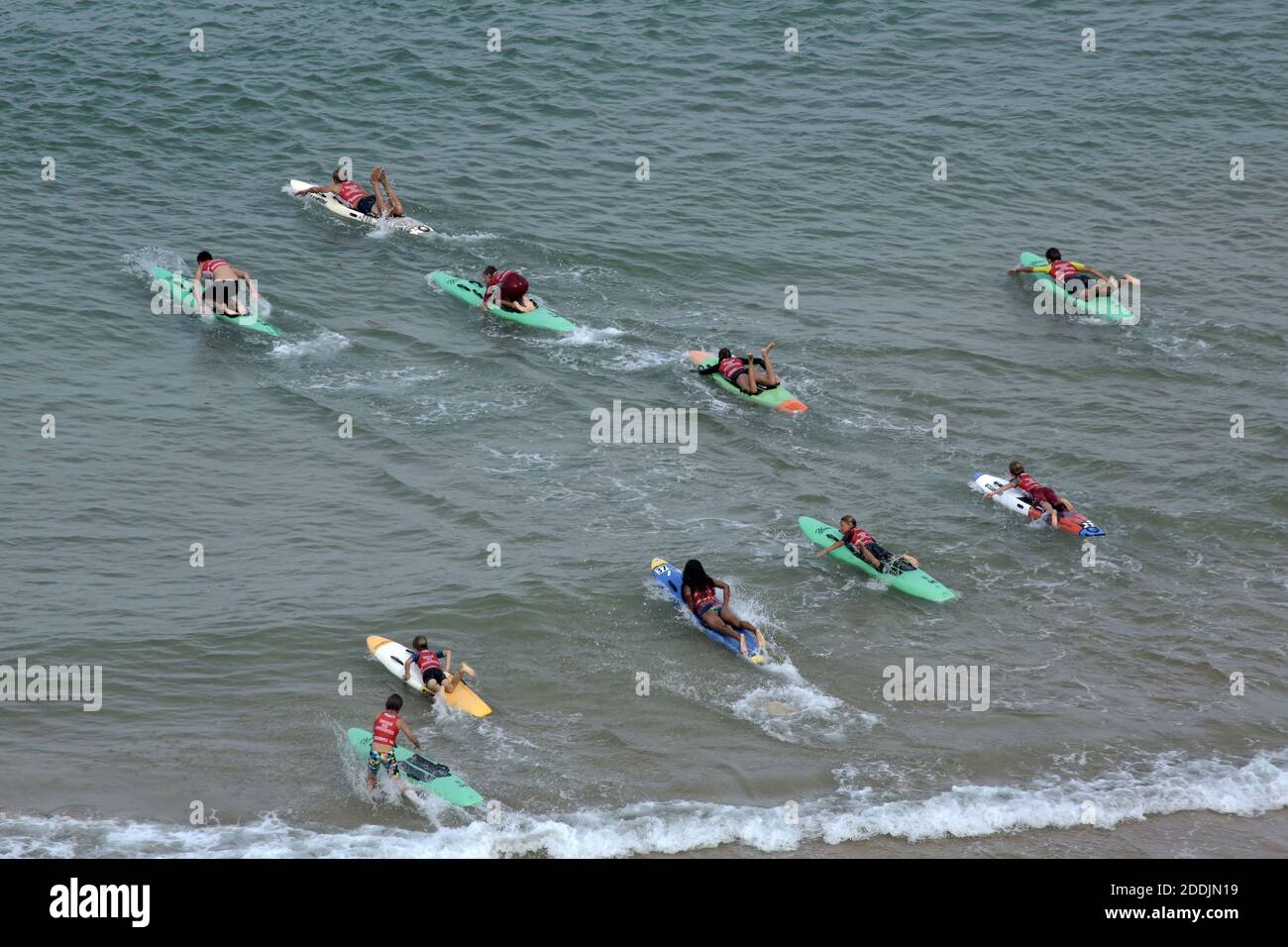 Brigitte Macron, Melania Trump and other leaders’ spouses watch a surf ...