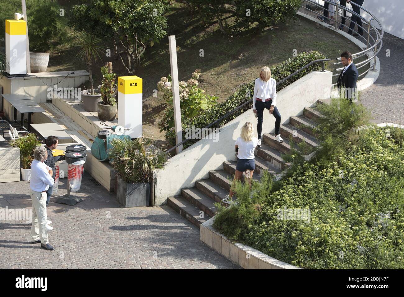 Brigitte Macron walking in Biarritz, France, on August 2019, during the ...
