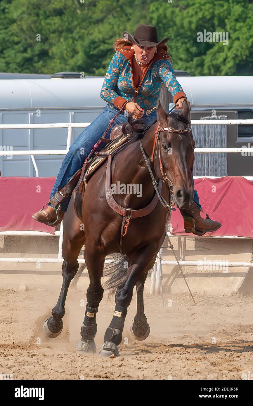 Barrel Racer at a western rodeo event Stock Photo - Alamy