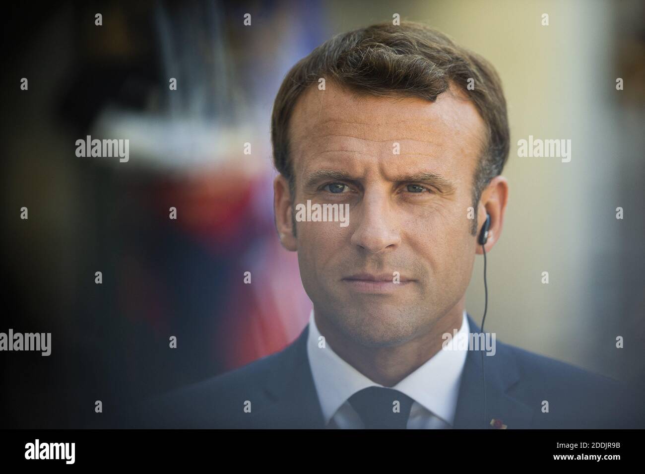 French President Emmanuel Macron gestures at the Elysee Presidential ...