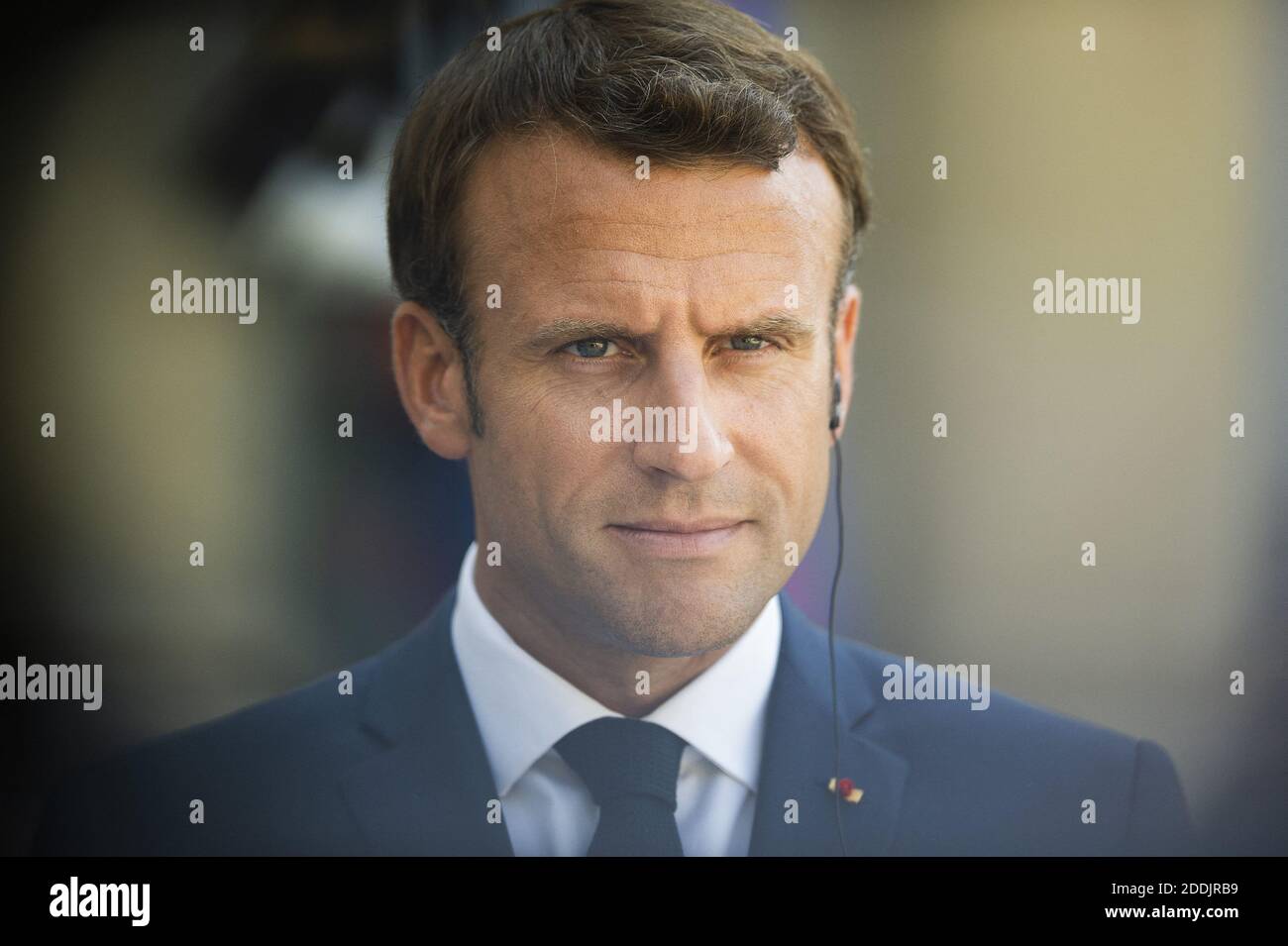 French President Emmanuel Macron gestures at the Elysee Presidential ...