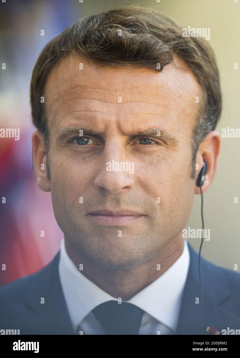 French President Emmanuel Macron gestures at the Elysee Presidential ...