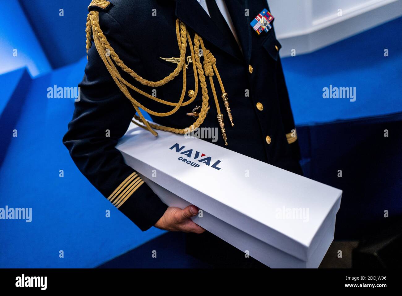 Atmosphere during the launch of the submarine built by Naval Group at ...