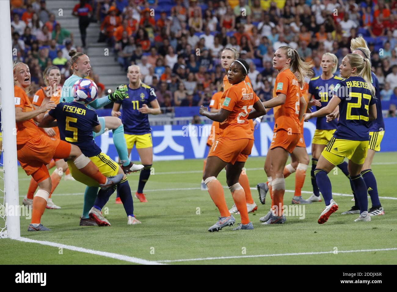 Defense action during the FIFA Women soccer World Cup 2019 1/2 final ...