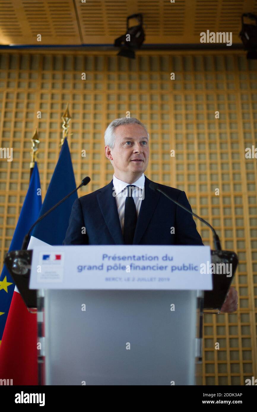 French minister of economy Bruno Le Maire delivers a speech during the ...