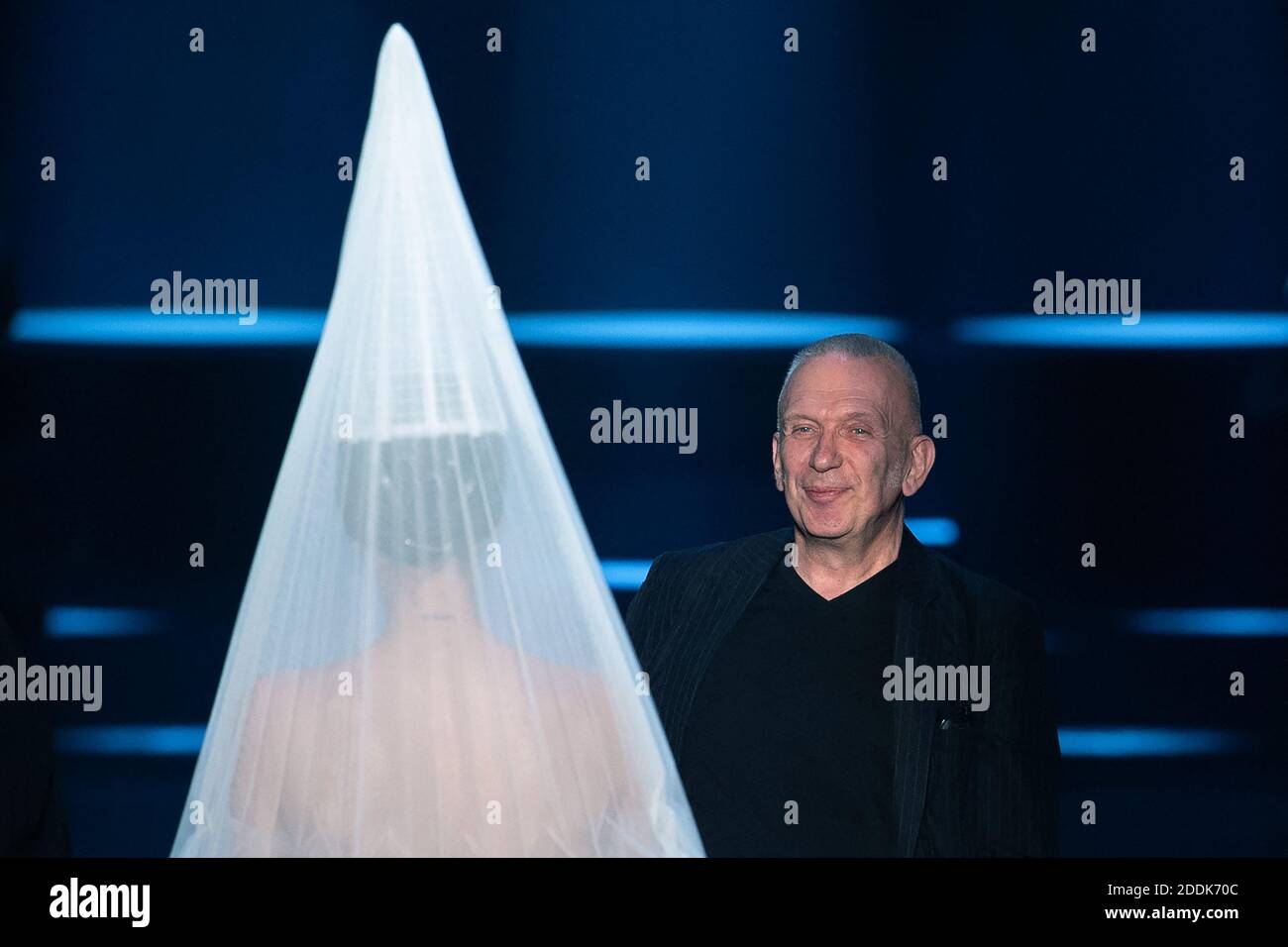 Designer Jean-Paul Gaultier makes an appearance on the runway during ...