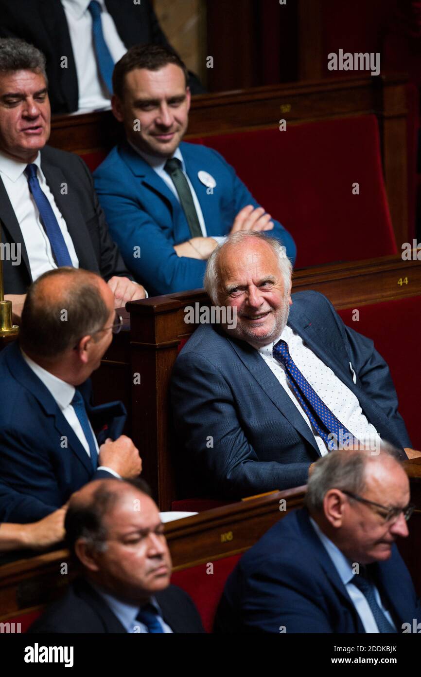 Party member of Les Republicains ( LR ) Gerard Menuel during a session ...