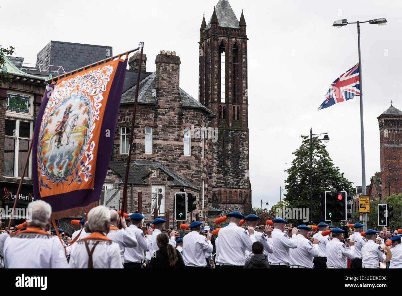 Musicians from a marching band in the Parade on the Orange Day in ...