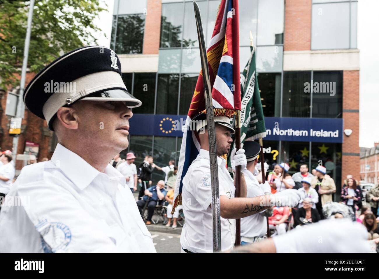 Flagbearers in the Parade on the Orange Day in Belfast. As the question ...