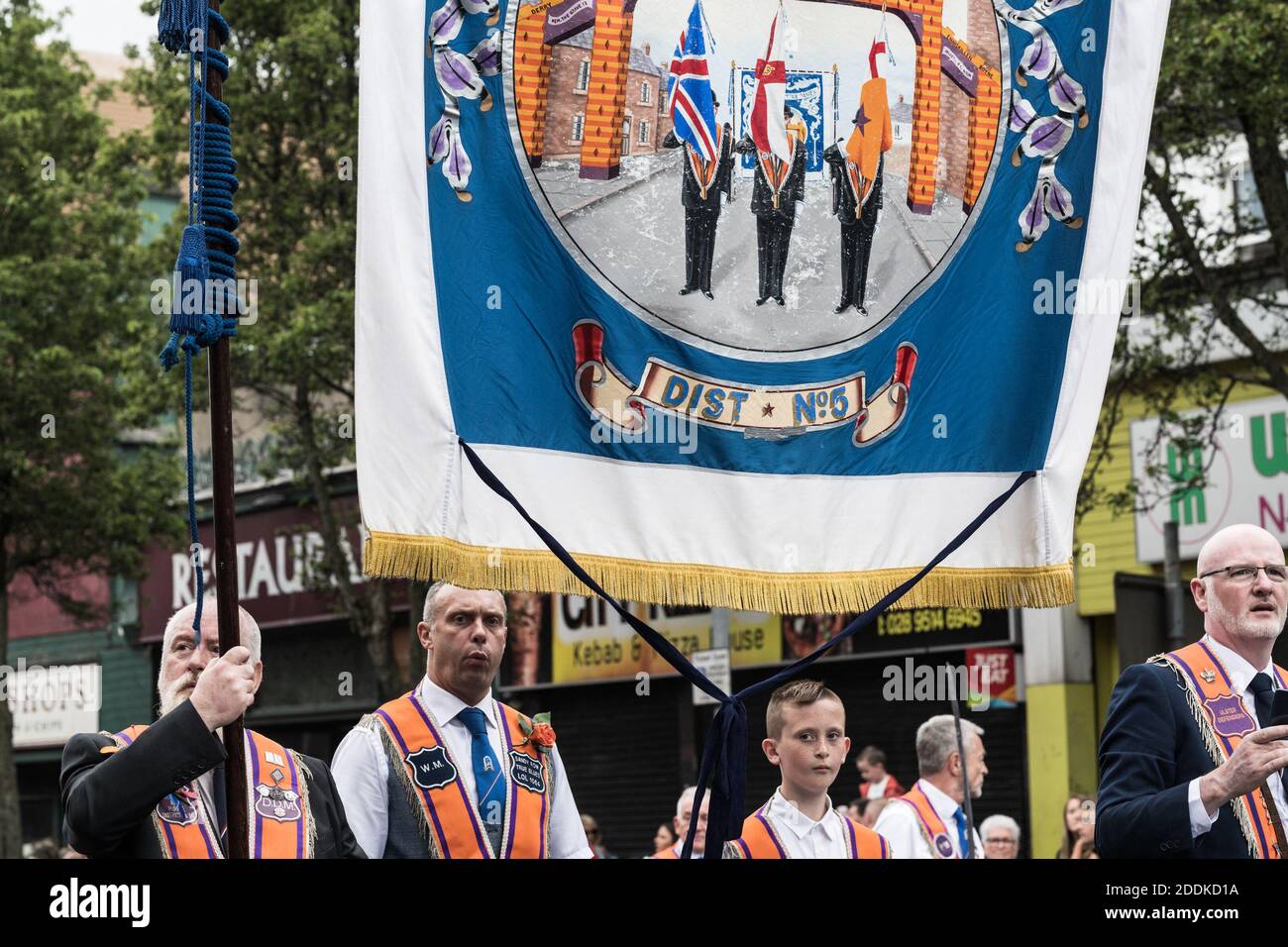 Flagbearers in the Parade on the Orange Day in Belfast. As the question ...