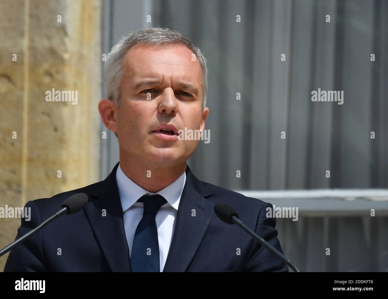 Outgoing French Environment Minister Francois de Rugy makes a statement ...