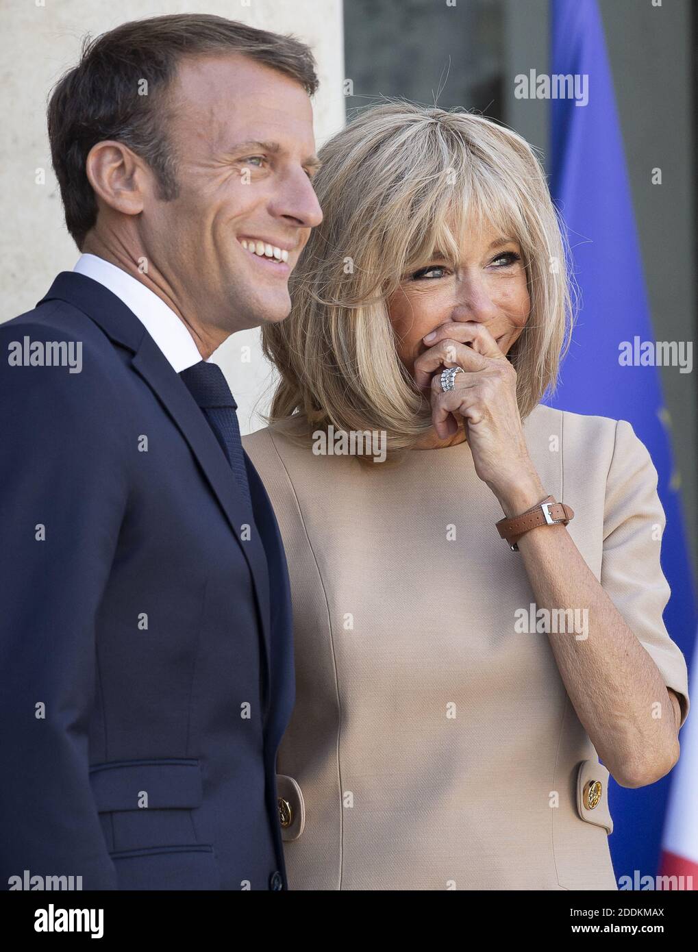 French President Emmanuel Macron and his wife Brigitte Macron at the ...