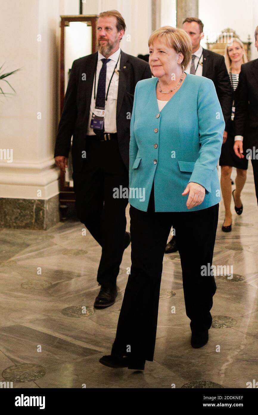German Chancellor Angela Merkel arrives for the EU meeting during the ...
