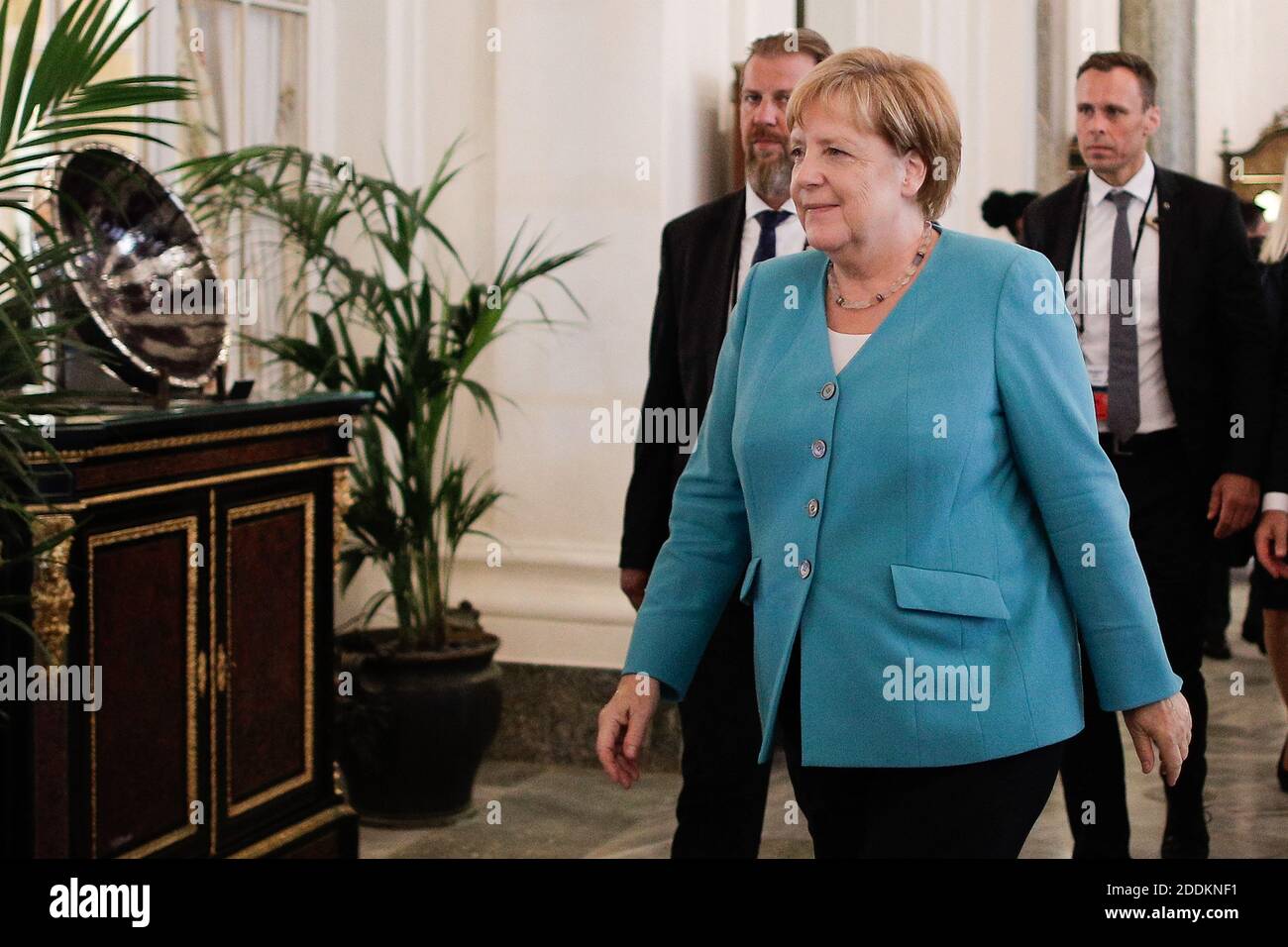 German Chancellor Angela Merkel arrives for the EU meeting during the ...