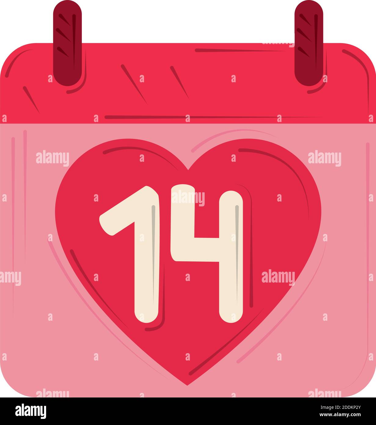valentines day, calendar february 14 reminder design vector ...