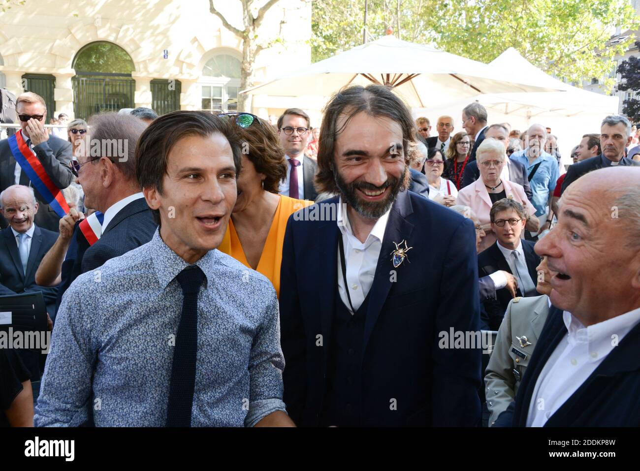 Gaspard Gantzer and Cedric Villani attend a ceremony to mark the 75th ...