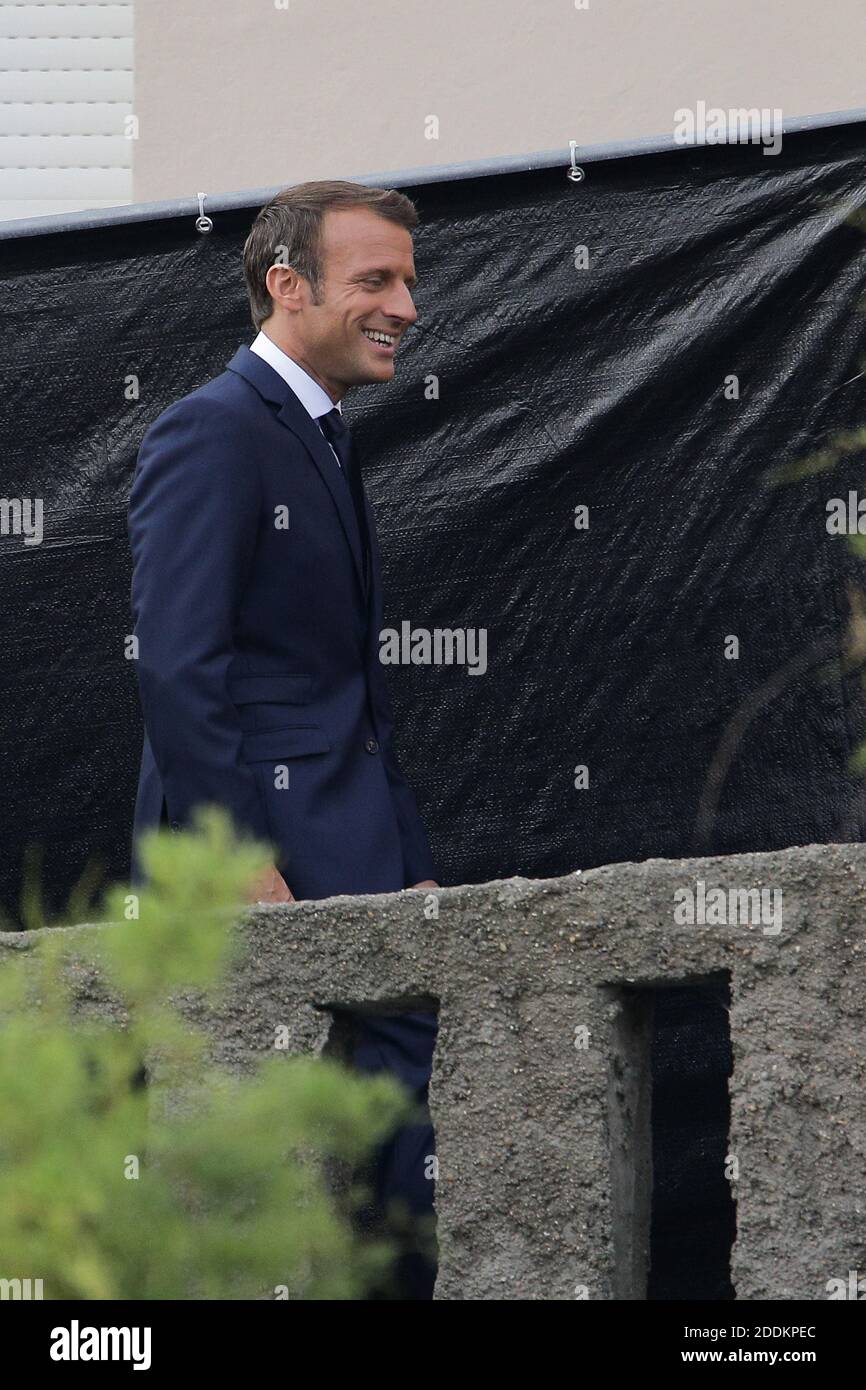 French President Emmanuel Macron walking in Biarritz, France, August 26 ...