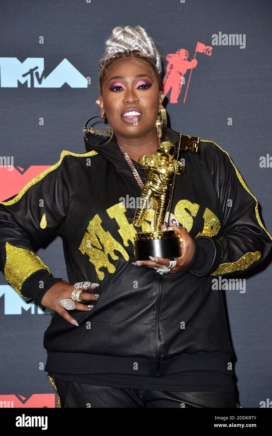 Rapper Missy Elliott poses in the Press Room during the 2019 MTV Video ...