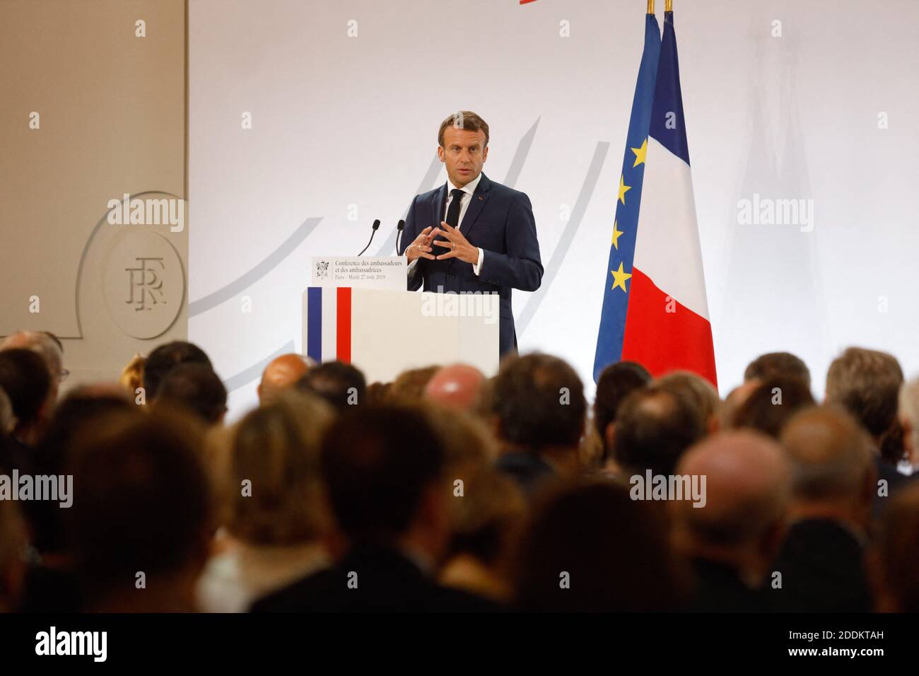 French president Emmanuel Macron delivers a speech during the annual ...