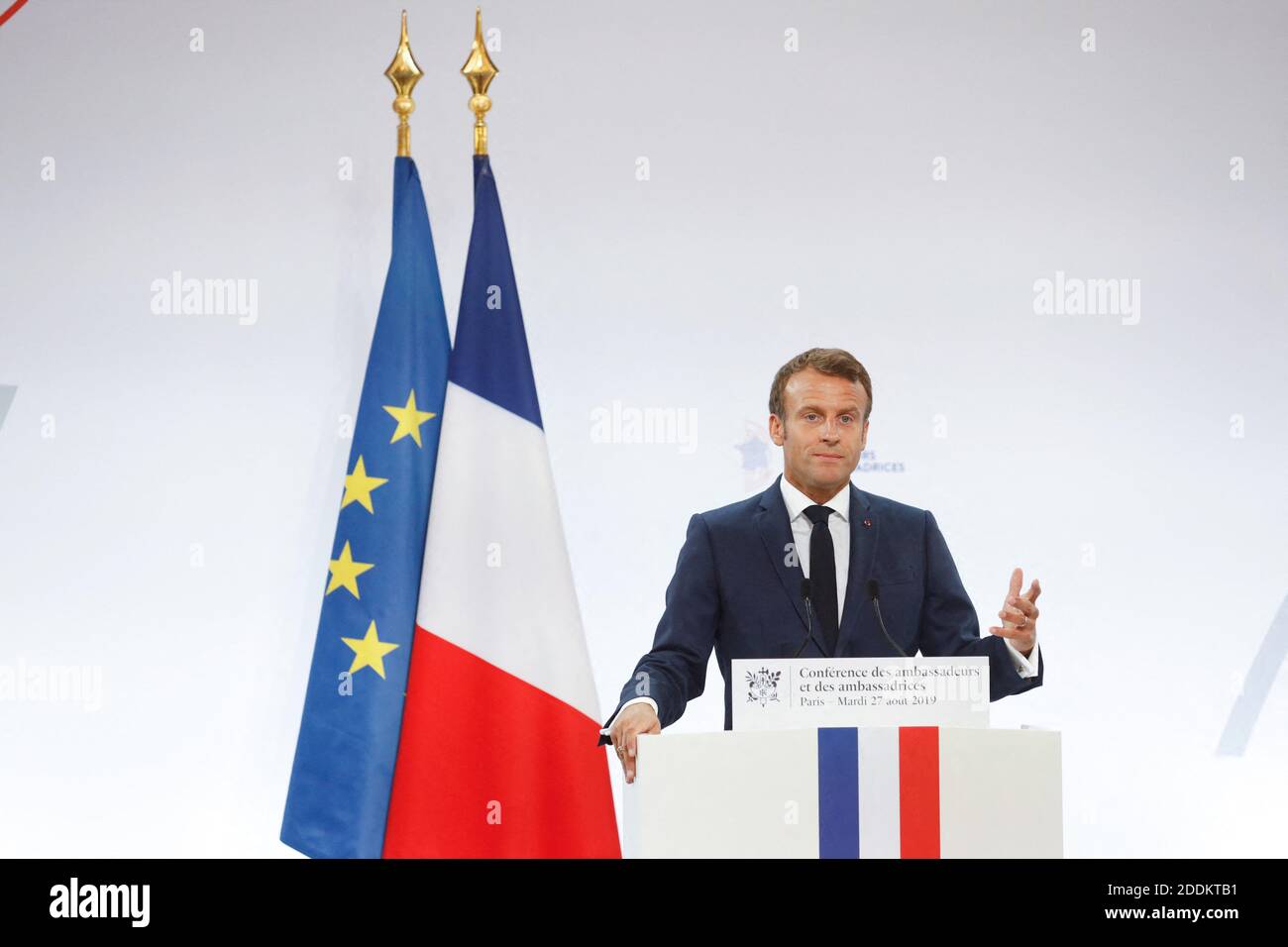 French president Emmanuel Macron delivers a speech during the annual ...