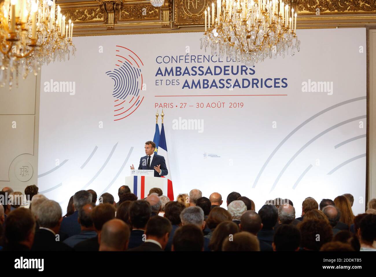 French president Emmanuel Macron delivers a speech during the annual ...