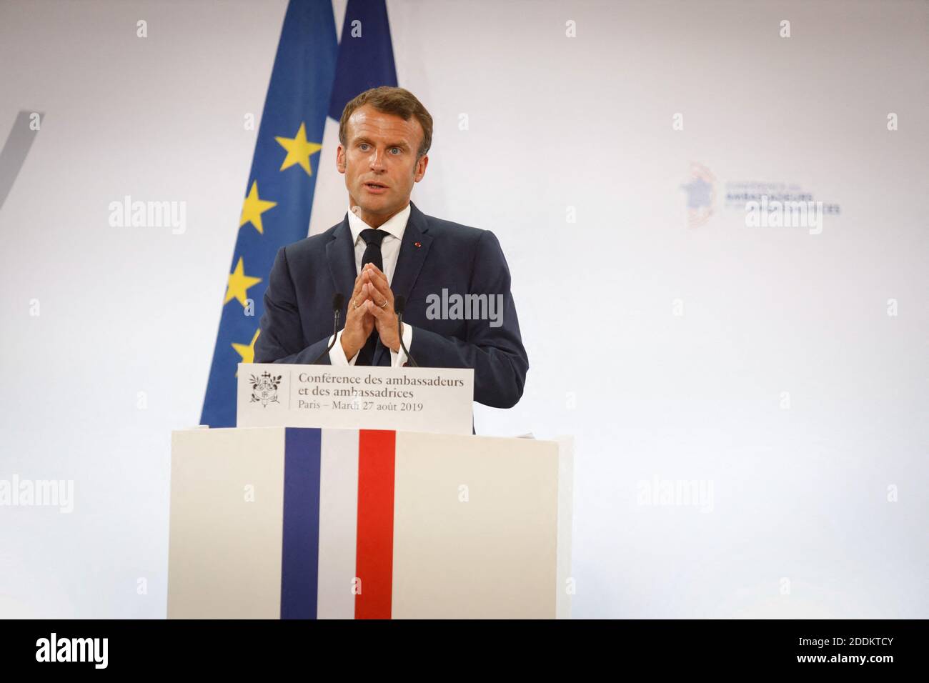 French president Emmanuel Macron delivers a speech during the annual ...