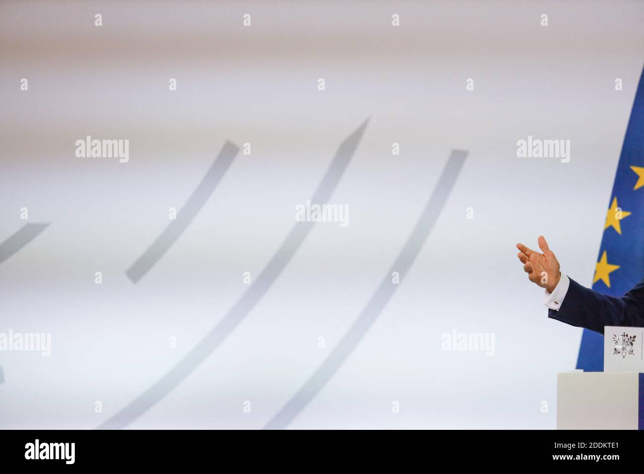 French president Emmanuel Macron delivers a speech during the annual ...