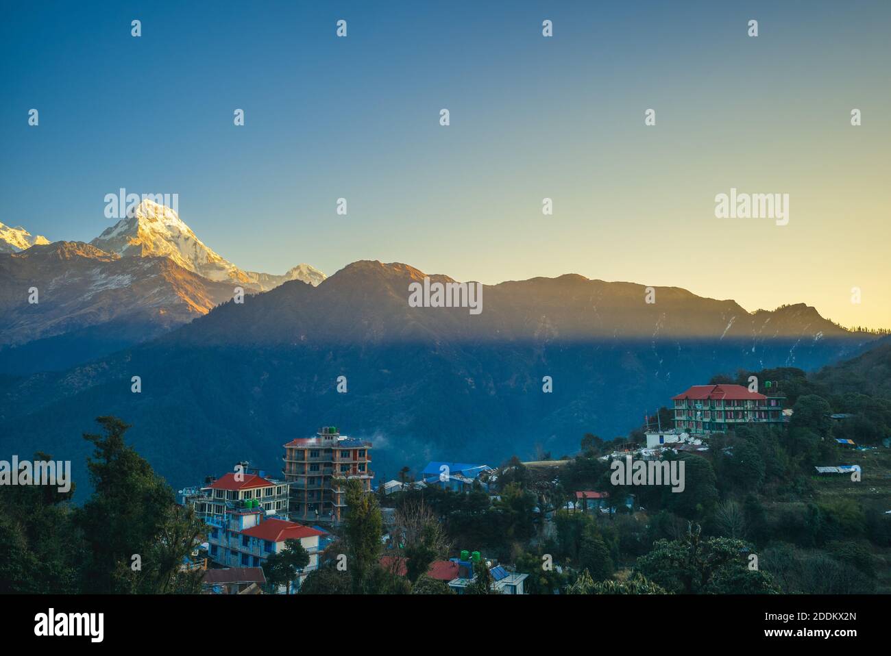 scenery of nepal near ghorepani village with fishtail peak Stock Photo ...