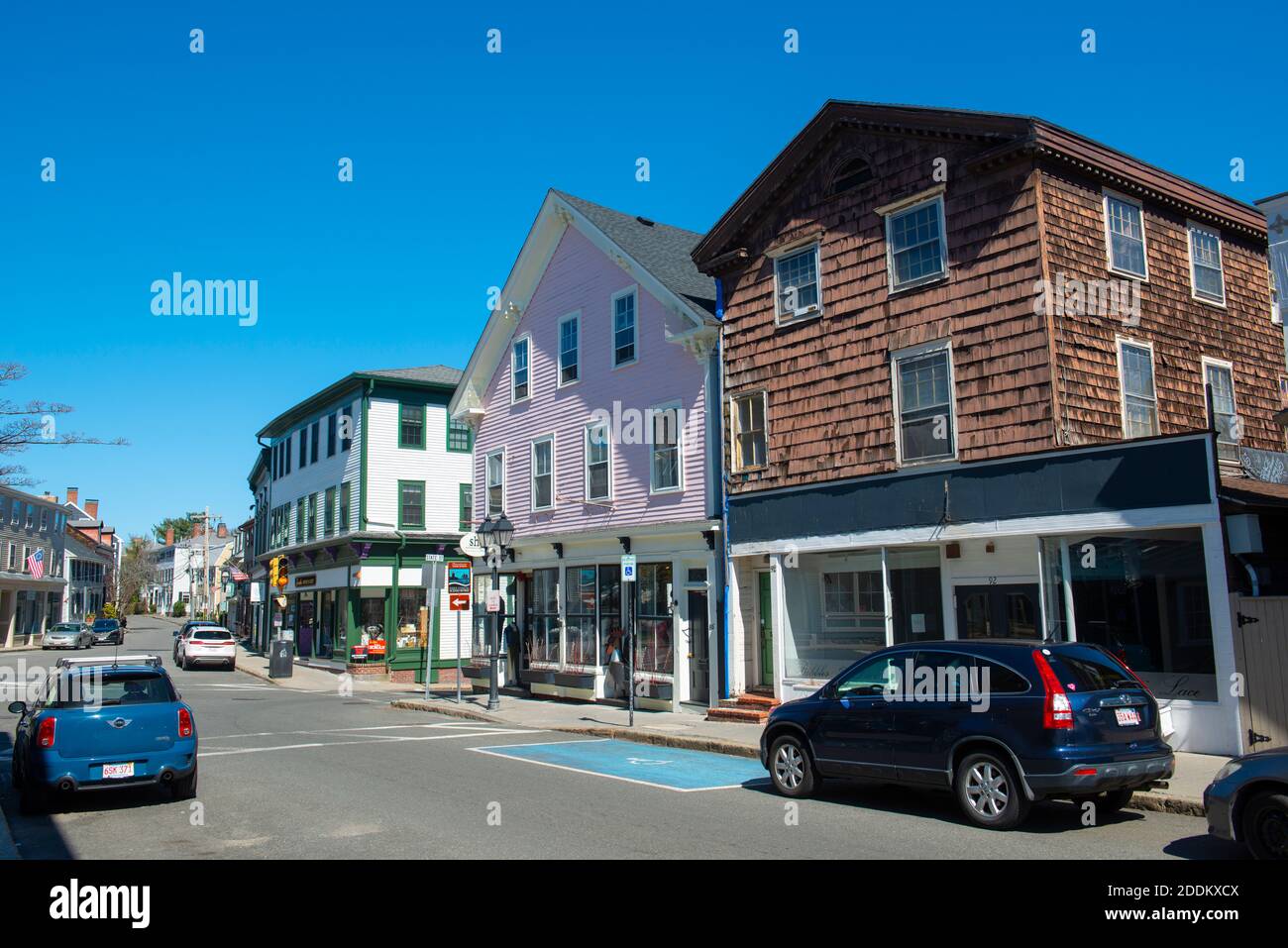 Historic buildings on Washington Street near Marblehead town hall in ...