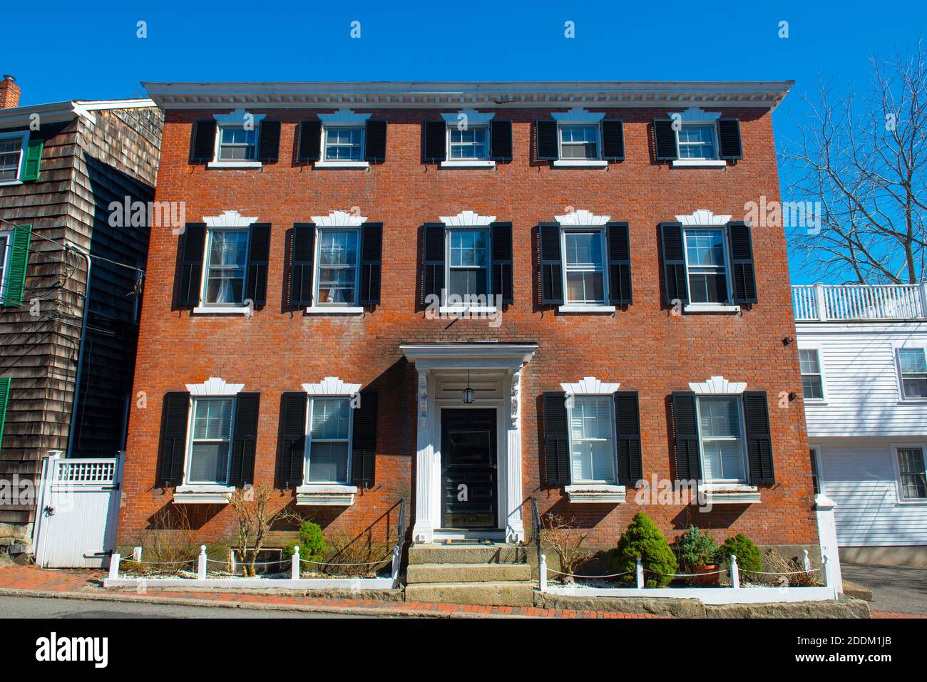 Historic buildings on Washington Street near Marblehead town hall in ...