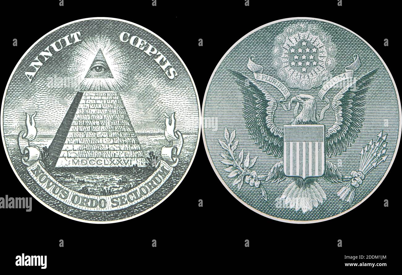Great Seal of United States from reverse of one dollar bill Stock Photo ...