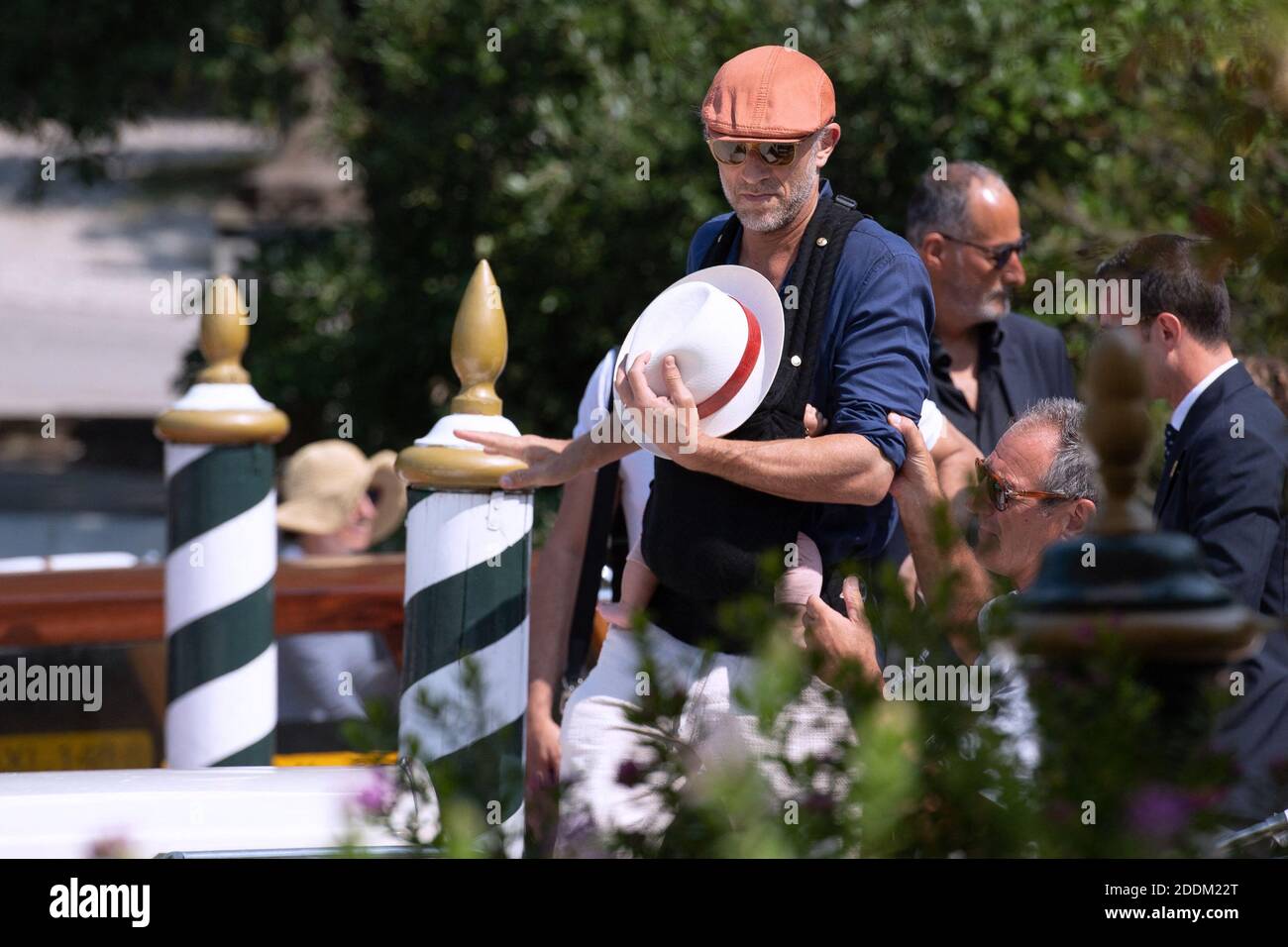 Vincent Cassel and his newborn baby arriving at the Excelsior as part ...