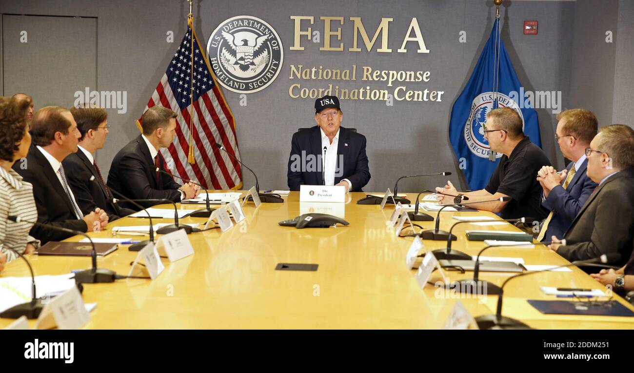 President Donald J. Trump attends a briefing on Hurricane Dorian at ...