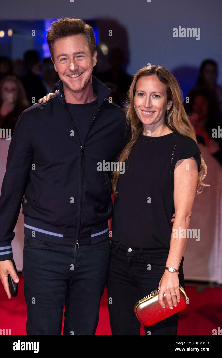 Edward Norton, Shauna Robertson attend the "Joker" premiere during the ...