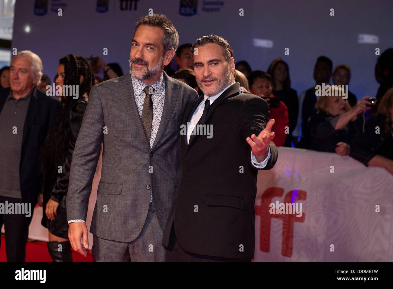 Joaquin Phoenix, Todd Phillips attend the "Joker" premiere during the ...