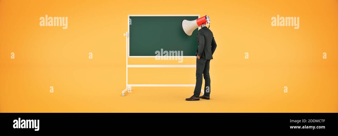 Businessman megaphone instead head hi-res stock photography and images ...