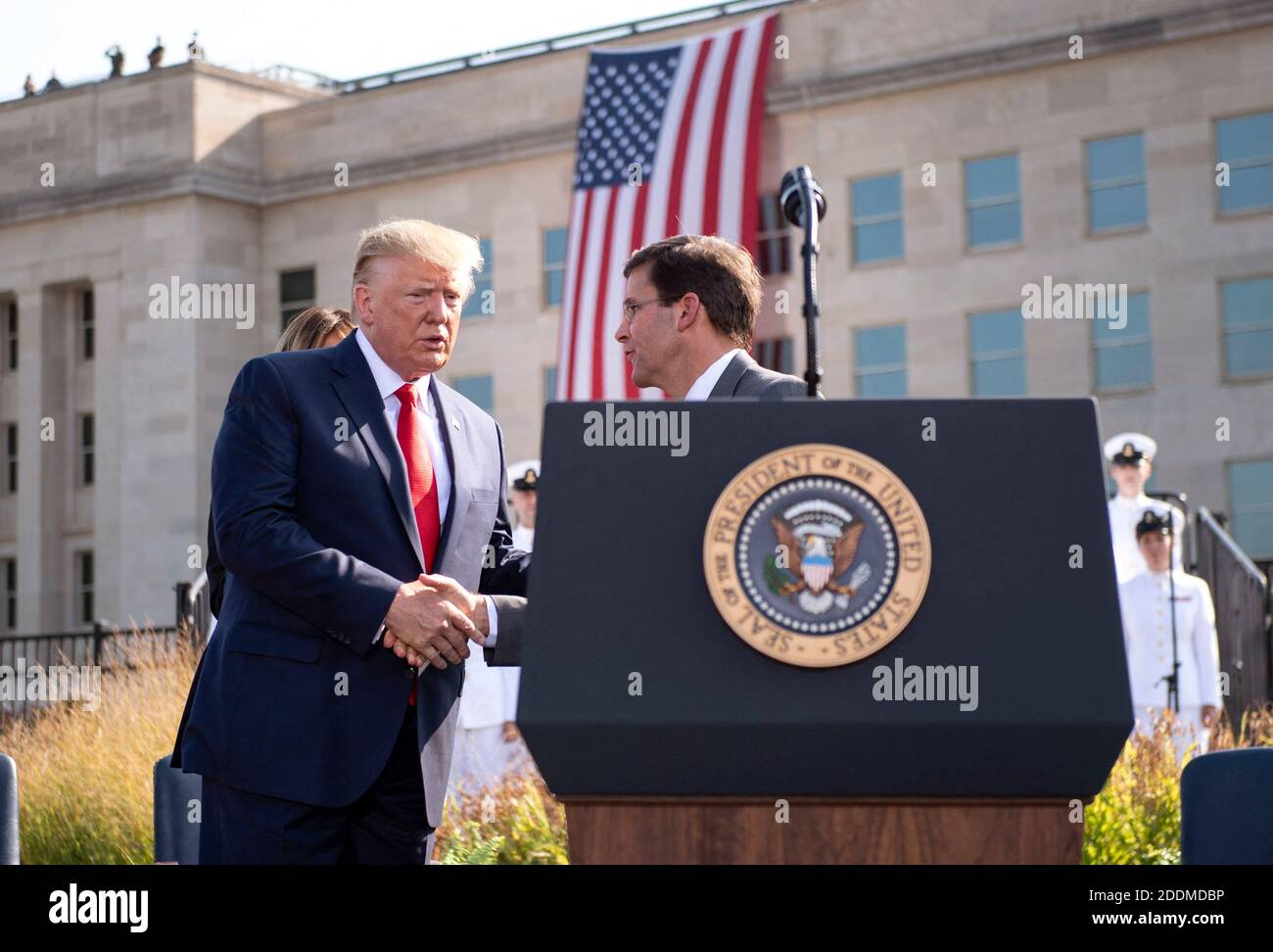 President Donald Trump is introduced by Defense Secretary Mark Esper ...