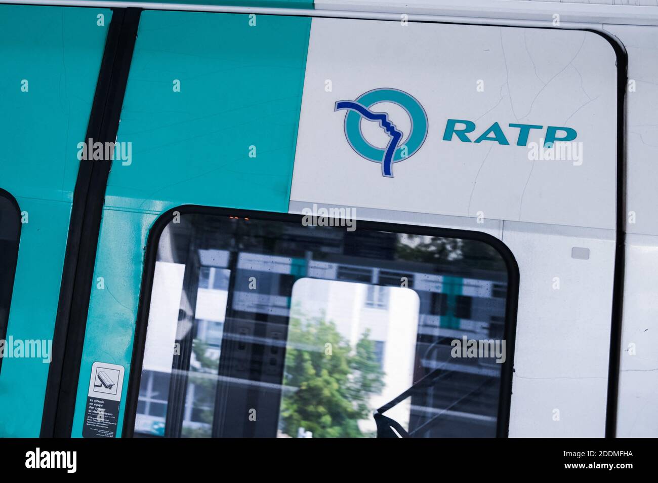 A RATP logo is pictured during the Regie Autonome des Transports ...