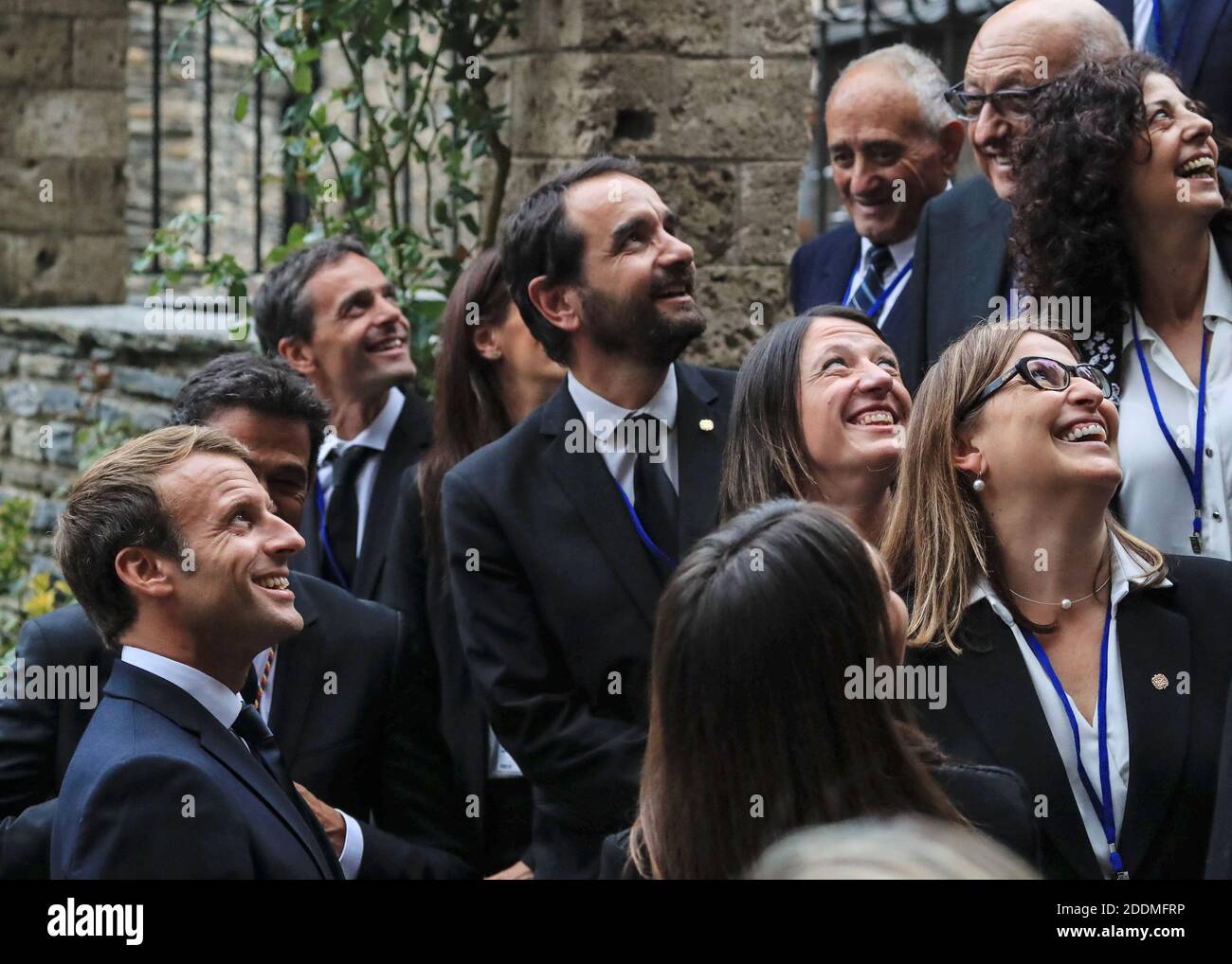 French President and Co-Prince of Andorra Emmanuel Macron is greeted by ...