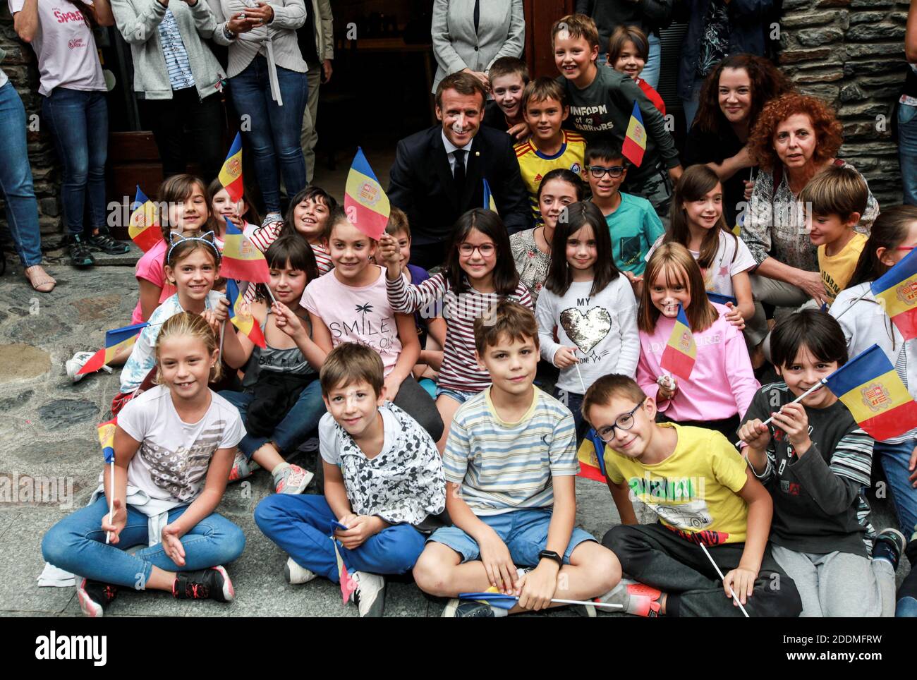 French President and Co-Prince of Andorra Emmanuel Macron poses with ...