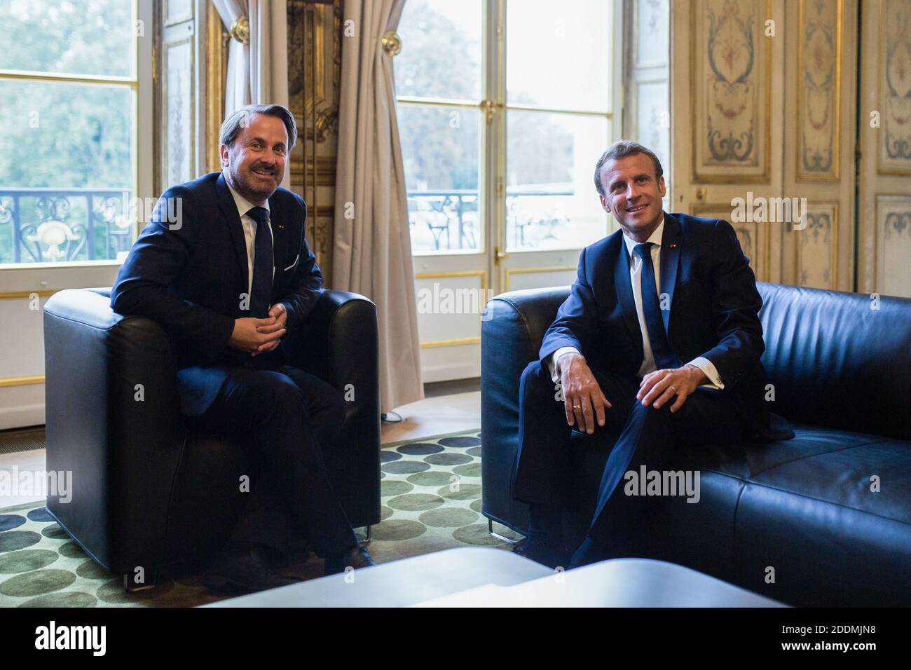 French President Emmanuel Macron meets Luxembourg's Prime Minister ...