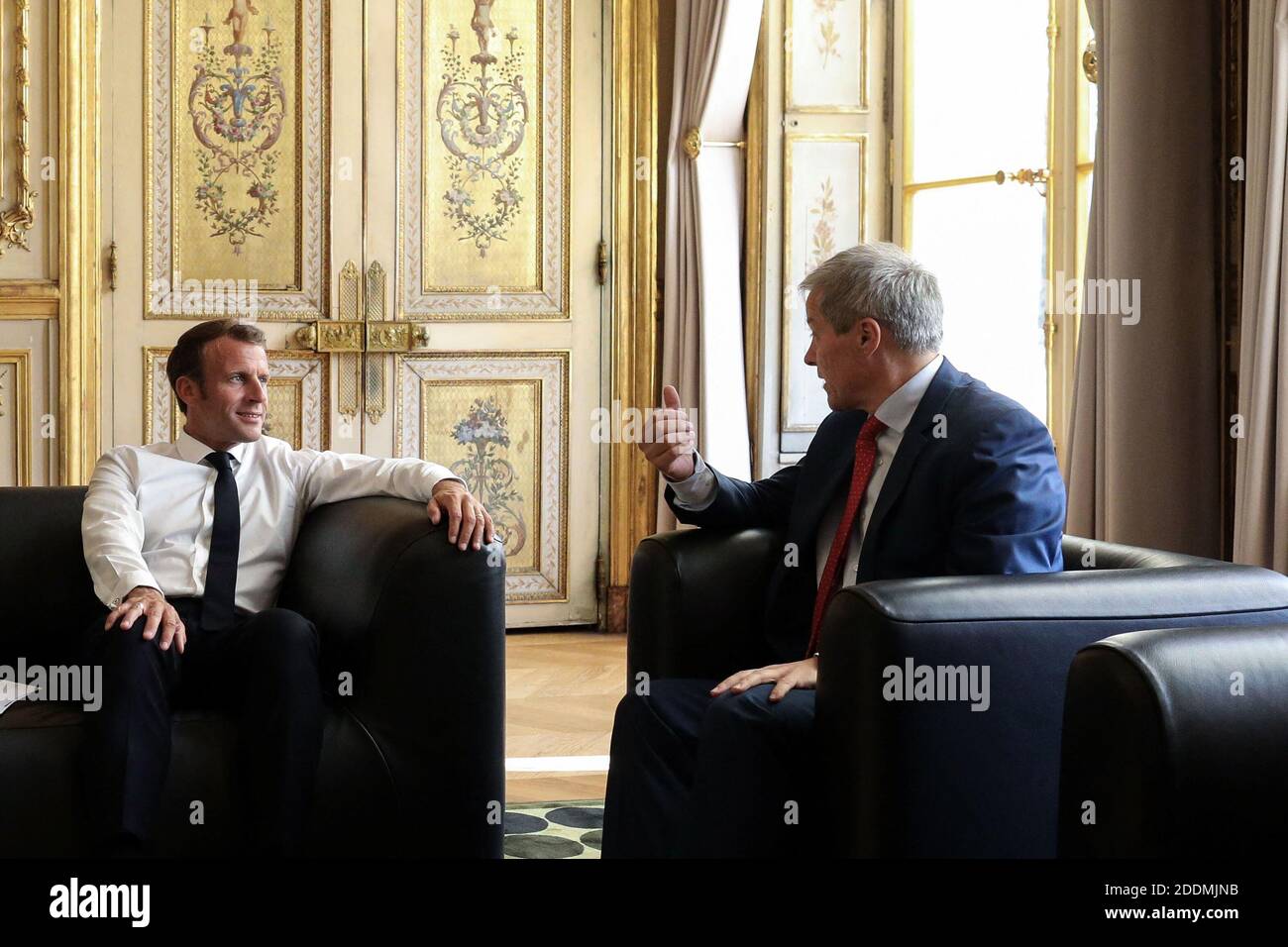 French President Emmanuel Macron meets president of the new centrist ...