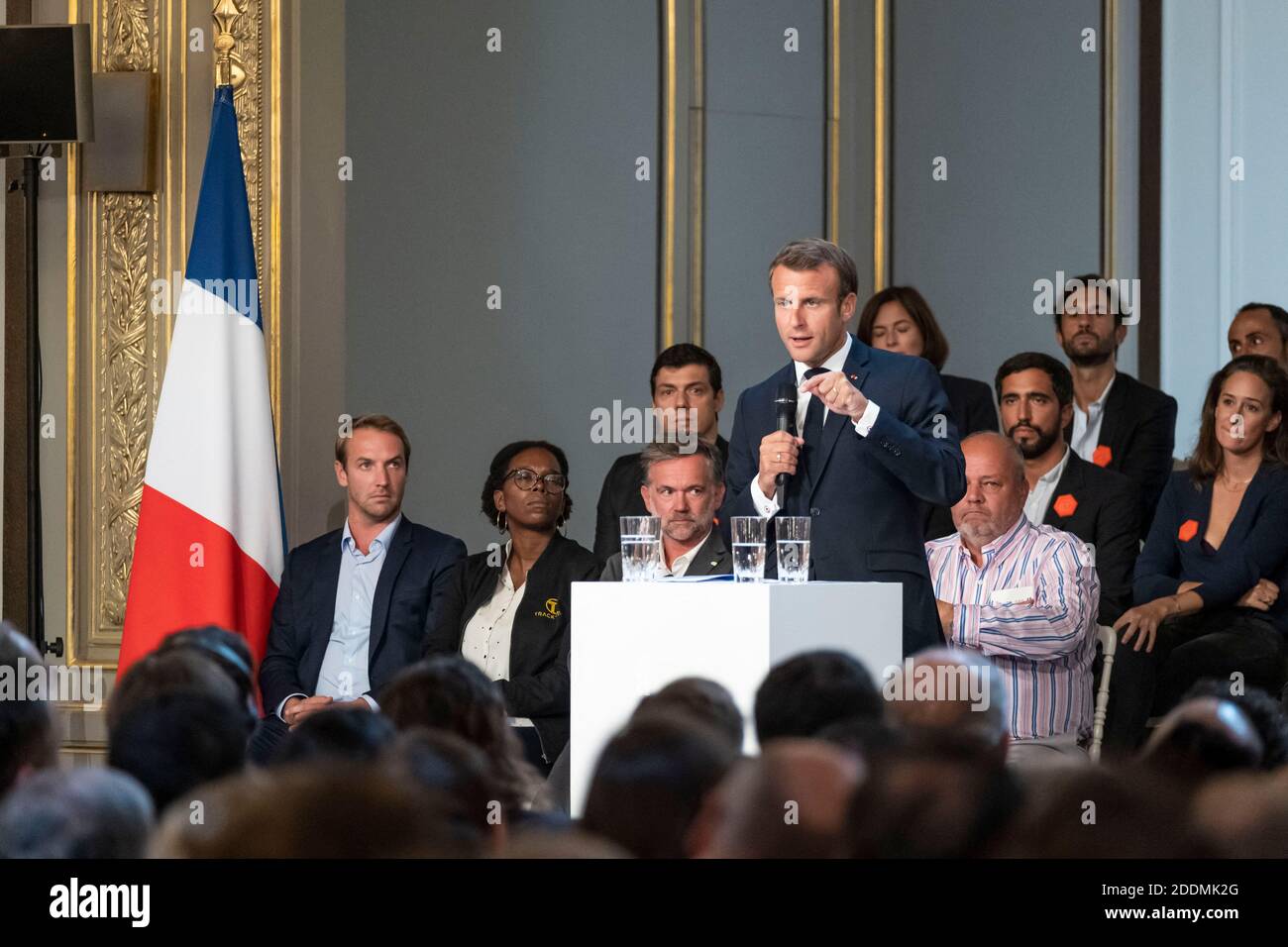 French President Emmanuel Macron delivers a speech during the European ...