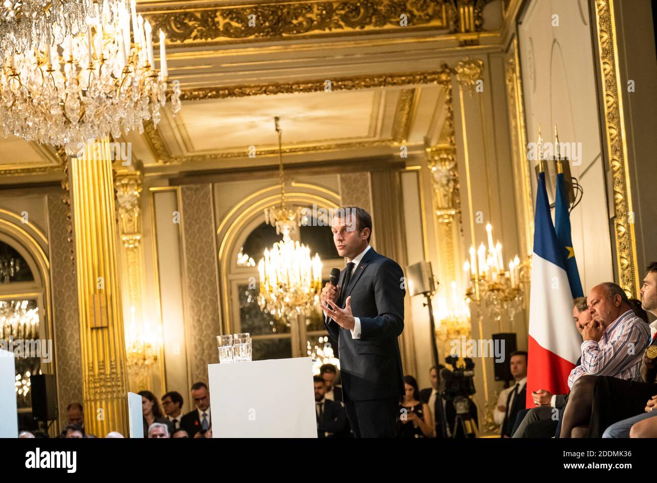 French President Emmanuel Macron delivers a speech during the European ...
