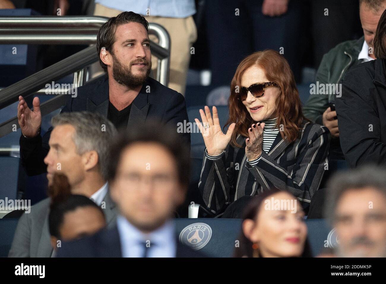 Isabelle Huppert and her son Lorenzo Chammah attend the UEFA Champions ...