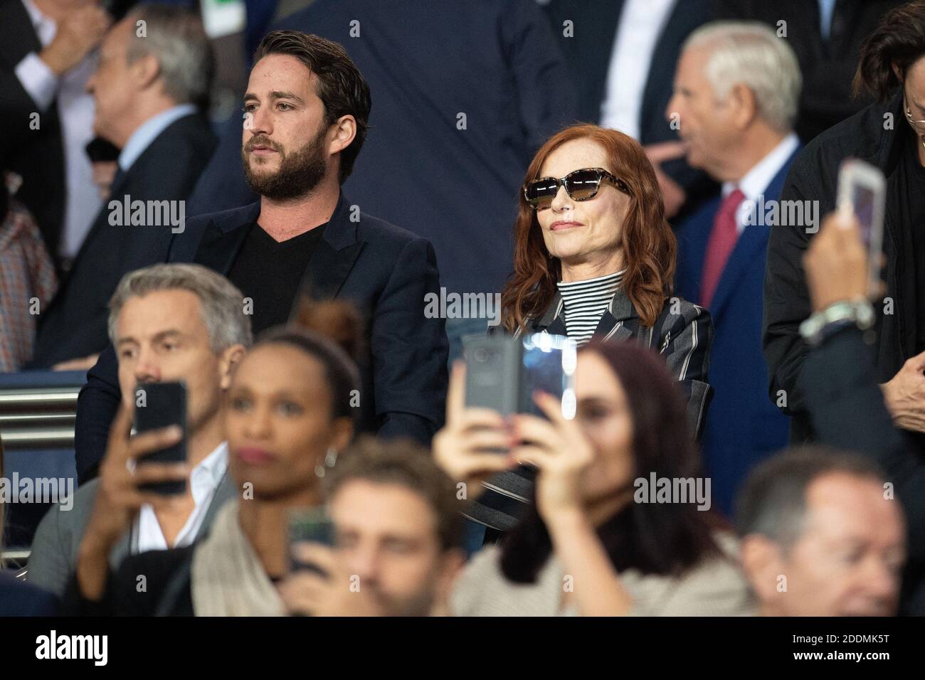 Isabelle Huppert and her son Lorenzo Chammah attend the UEFA Champions ...