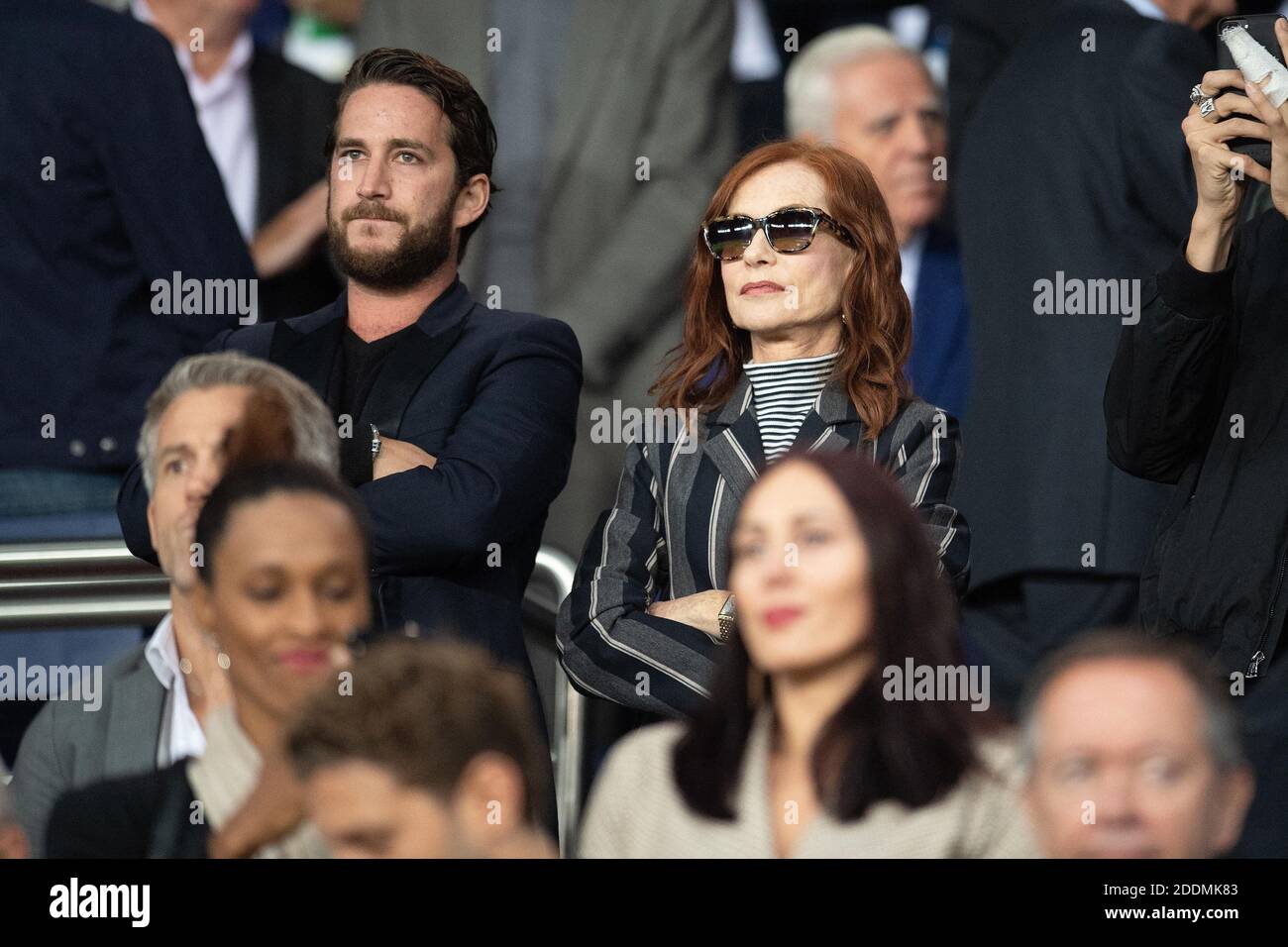 Isabelle Huppert and her son Lorenzo Chammah attend the UEFA Champions ...