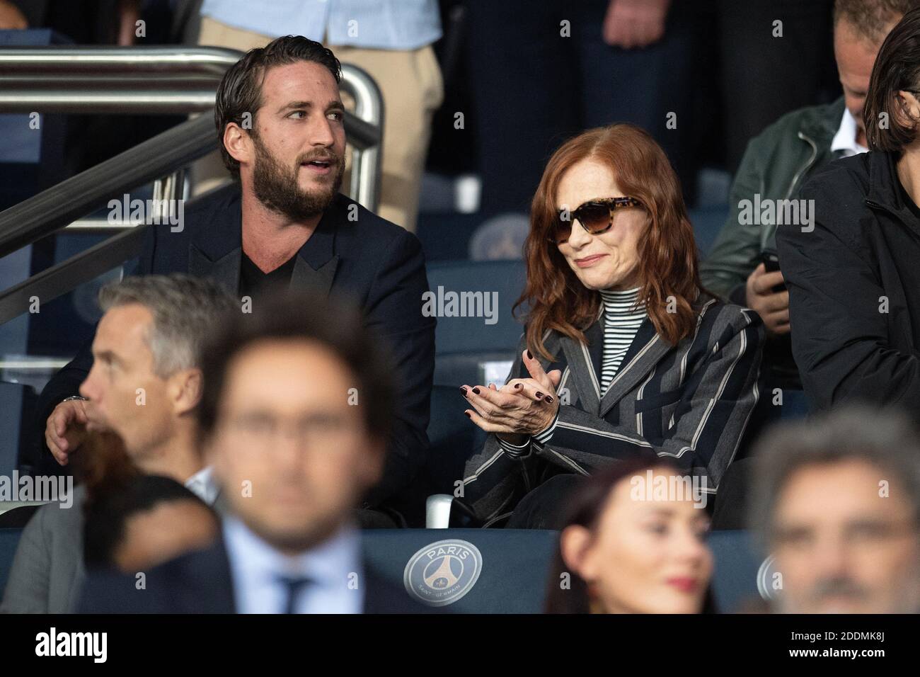 Isabelle Huppert and her son Lorenzo Chammah attend the UEFA Champions ...