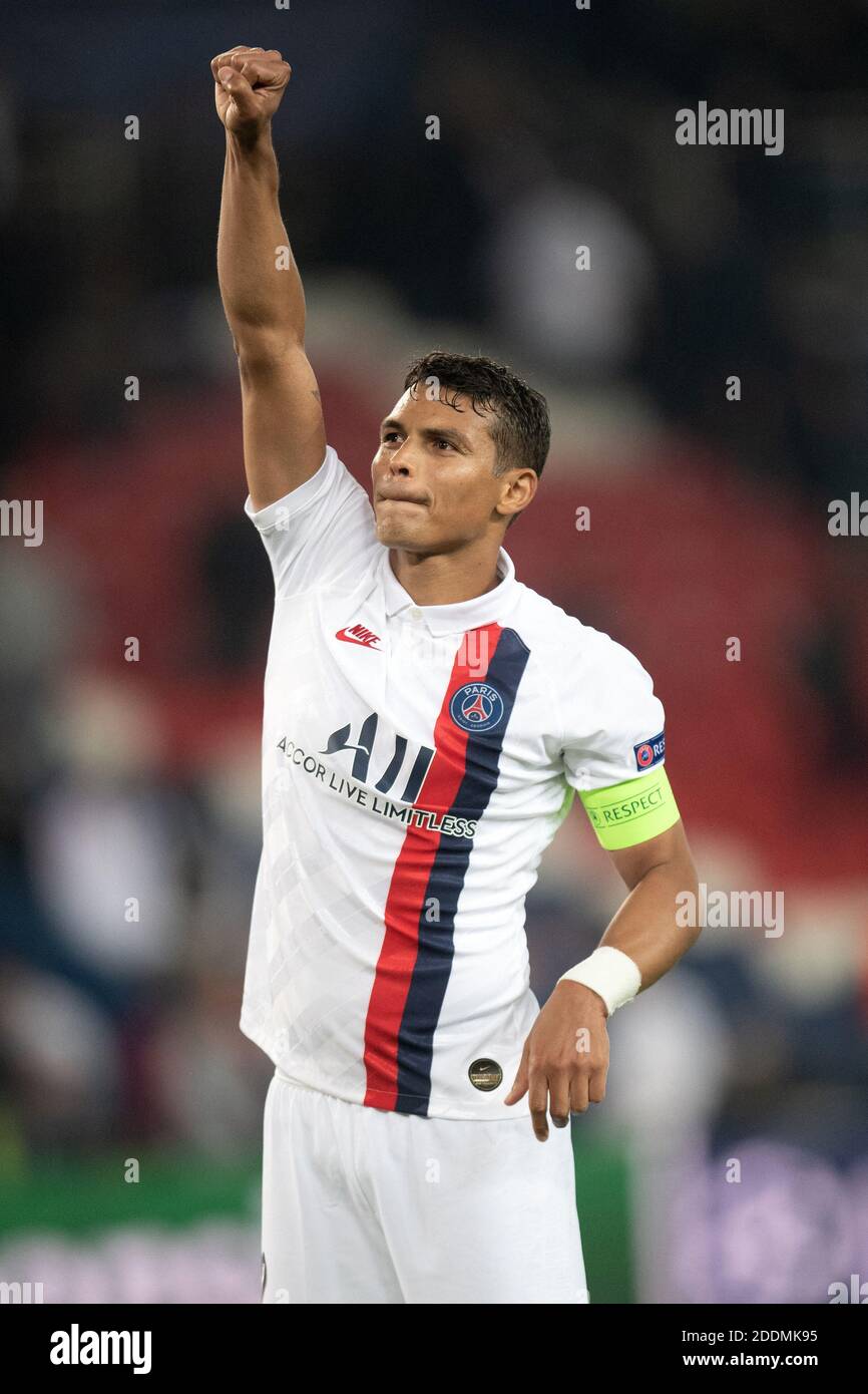 Thiago Silva of PSG celebrates the victory following the UEFA Champions ...