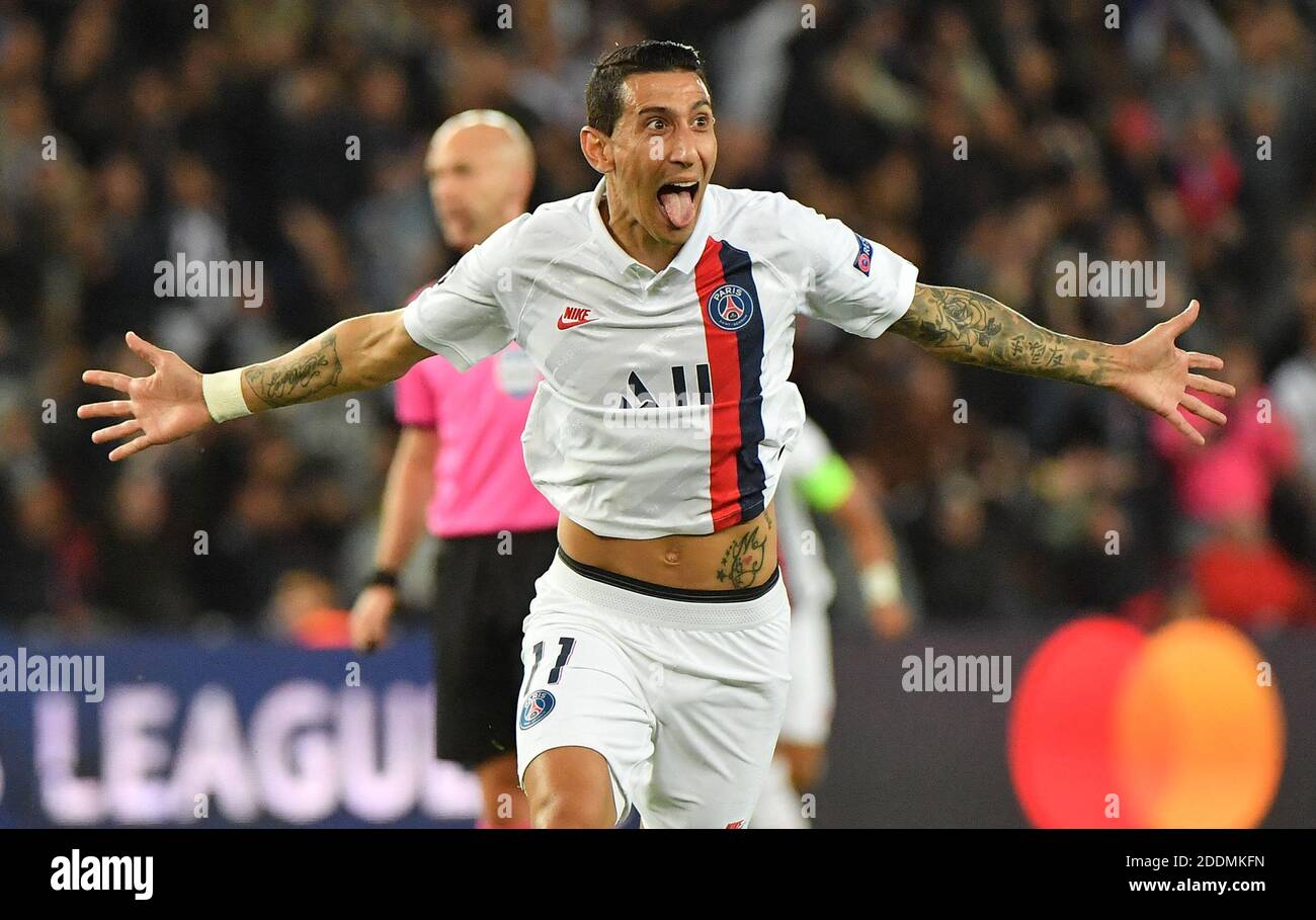 PSG’s Angel Di Maria celebrates scoring during the UEFA Champions ...